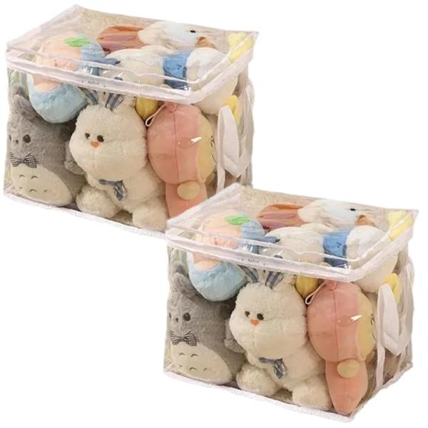 「商品情報」透明PVC素材のクリアバッグで収納ケースの中身が確認しやすく、ぬいぐるみやおもちゃを探す手間を減らし、ぬいぐるみ整理の負担を軽くすることができます。スクエアフォルムで置きやすく、子供部屋はもちろん、リビング収納や寝室の整理にもマ...