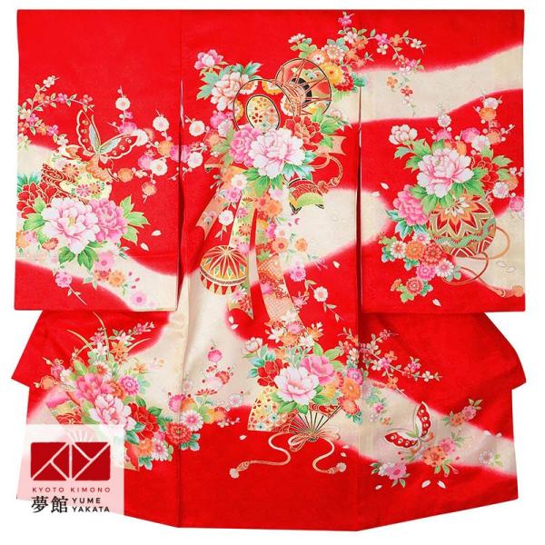 赤色地に、束ね熨斗に鼓や扇、花々と蝶を描いたお着物です。華やかな色使いが愛らしいデザインです。 【 ブランド 】-【 素材 】正絹※実物の色に近づけるよう画像処理をしておりますが、ご覧のブラウザや設定により若干異なって見える場合があります。...
