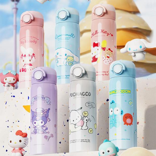 水筒 ポチャッコ キティ ハンギョドン クロミ シナモ マイメロ 水筒 水筒バッグ 子供 ステンレス ボトル 直飲み 保冷 保温 ワンタッチ オープン コンパクト■商品説明家でもオフィスでも使える保温・保冷 ステンレスタンブラー。保温・保冷...