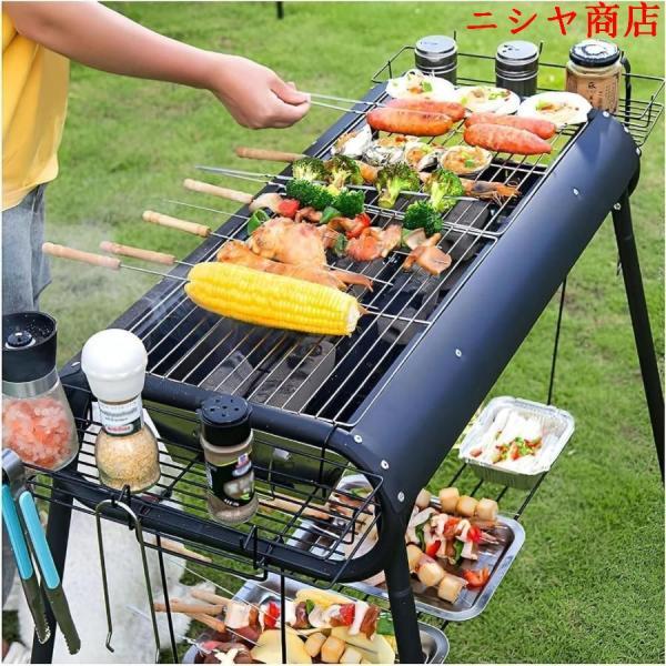 ?長持ち設計： チャコールスモーカーグリルは頑丈なスチール製です。表面はパワーコーティングされており、熱や傷に強いです。 バーベキューグリルが錆びず、長時間使用してもお手入れが簡単です。?高い燃焼効率：ミニbbqコンロは四面防風デザインでし...