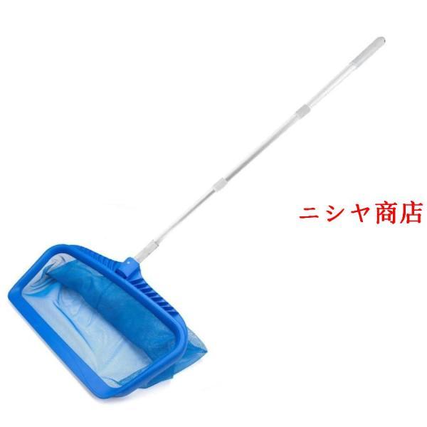 【ゴミ掃除】プール掃除ネットは大量の葉、木の枝、小さな破片を一気にすくい取り時間を短縮できます。しかもスクレイパー構造なので露天風呂の湯の花、沈砂池に堆積している砂やヘドロの除去にも使えます。【竿付き】必要な水深に合わせて調整が容易なテレス...