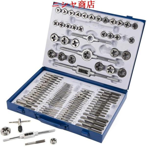 ★プレミアム品質：高耐久性の熱処理されたタングステン鋼構造、高硬度、耐摩耗性、およびその耐用年数は、非タングステンタップの5?10倍長く、耐久性と信頼性があり、長期間使用できます。★メトリック/SAE：タップとダイスセット重要です。 メート...