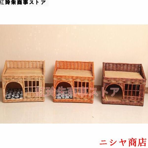 ■サイズ(約)：S×35×42cmM:54×36×42cmL:56×38×47cm■材質：【本体】柳■生産国：中国キャットハウス[猫ちぐら ねこ ハウス おうち 2段 多頭飼い ベッド 柳 天然素材 手作り ドーム おしゃれ ]※竹シーツと...