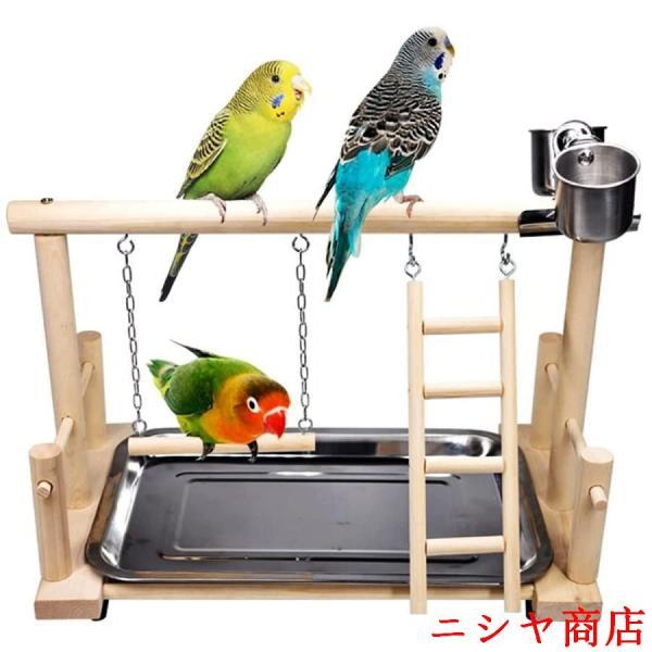 【安全材料】こちらのインコスタンドは全部手作りで作られています。天然木の原料は有害物質を含まず、自然のもとの味を保っています。【デザイン】インコなど鳥に適用する二層スタンドです。オウムに十分な空間を持たせて、自由に活動することができ、彼たち...