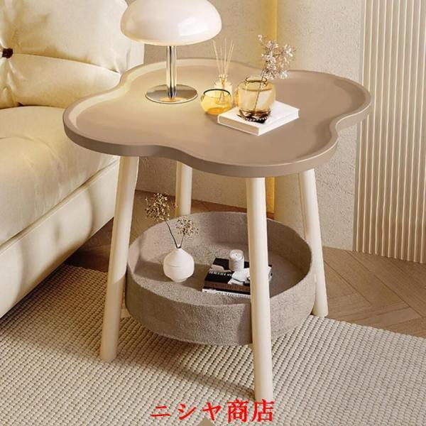 【製品仕様】PP+炭素鋼ブラケット。 テーブルトップは防水加工が施されており、掃除やお手入れが簡単で、脚は頑丈で耐久性があります。 サイズ：40*40*50cm、カラー：ホワイト、ブラック、カーキ。【省スペース】丸型サイドテーブルの幅は40...