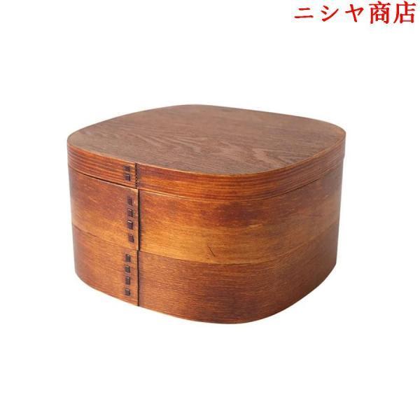 【大容量】約2000ml（上層1000mlと下層1000ml）,深さがあるのでたくさん詰めれる！見た目もカワイイ方型の曲げわっぱ弁当箱;?合女士、儿童、男性能?意的便当盒。【弁当箱材質】天然木を使って、プロの職人が手作りで作ったお弁当箱です...