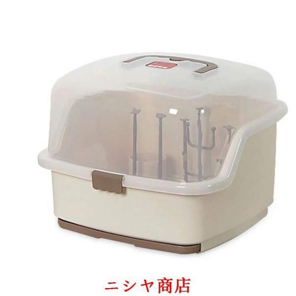 哺乳瓶ラック は食品グレードPP素材を採用して、無毒無味、安全安心。頑丈な作りで、耐久性に優れる。ハンドル付きのデザインで、外出して携帯するのに便利です。透明な蓋付きで、洗浄された哺乳瓶、食器を埃や虫の付着からしっかり守り。いつでも衛生的ご...