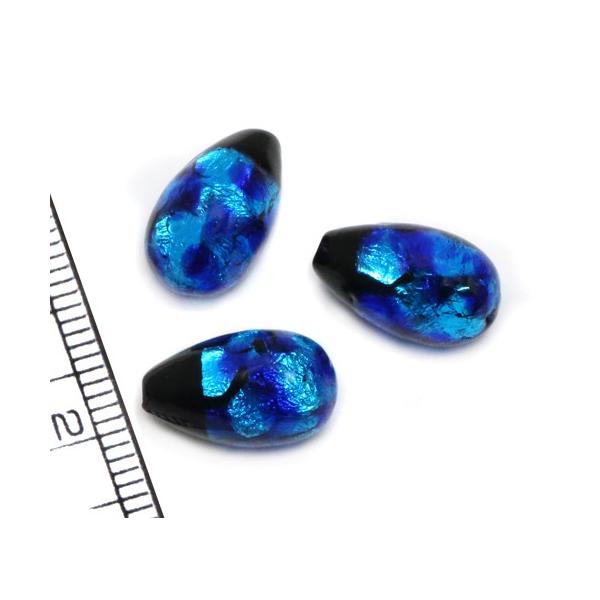 14×8ミリしずく型 穴径約1mm　穴の深さ10mm蓄光タイプ（明るい場所で光を吸収して暗くすると光ります）手作り　純銀箔入り1つだけでも存在感がありきれいです。テグスやシリコンゴム、細いチェーンやTピン、9ピンなどが通せます。手作りのため...