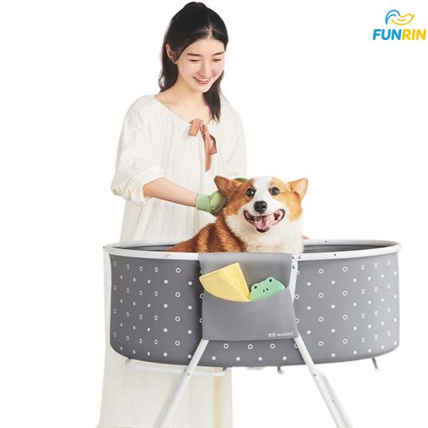 【ペット用バスタブ】：高品質のPP＋鉄パイプの焼付け塗装で作られ、手触りがよく、環境にやさしく、無臭です。 高強度の鉄パイプ、強力にサポートします。 TPR耐摩耗底のバスサポートフット、転倒することなく滑りにくく、耐久性があります。水が漏れ...