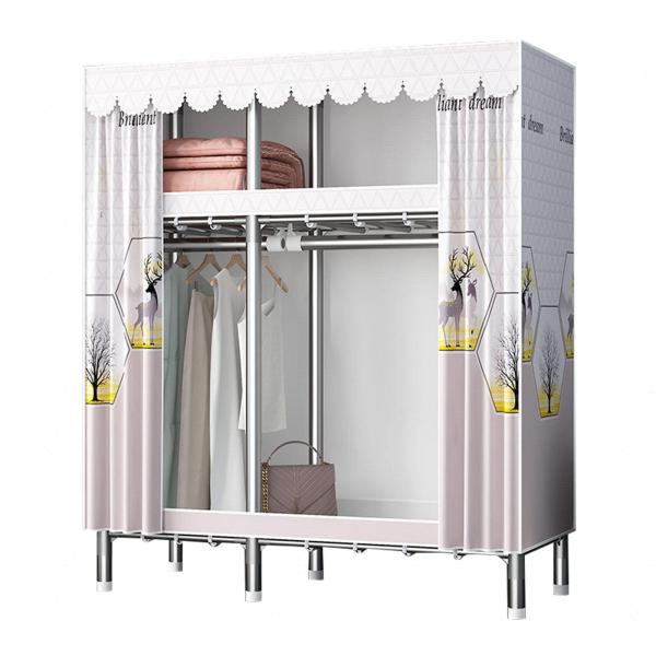 【素材】：ポータブルキャンバスワードローブはスチールパイプ、布、耐久性のあるプラスチックコネクタで作られており、折りたたみ式ワードローブの頑丈さと耐久性が保証されています。【広々とした収納クローゼット】：ポータブルワードローブには、たくさん...