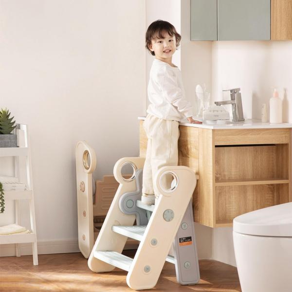 【多機能子供用踏み台】このスツールは自宅のあらゆる場所に存在し、日常使いの子供の自立発達を機能させます。幼児が手を洗うための踏み台としてだけでなく、トイレトレーニング用の踏み台、浴室洗浄用の高い踏み台、赤ちゃんのハイアクセスはしご、小さな座...