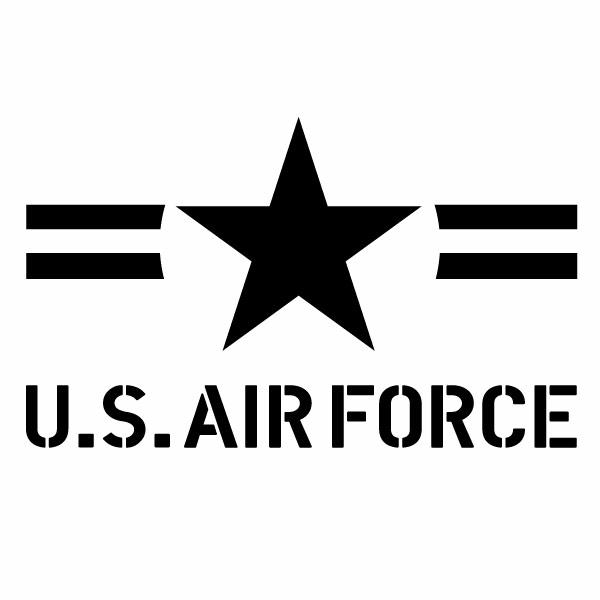 【1枚売り U.S. AIR FORCE ver.062 ステンシル カッティングステッカー 幅約12cm×高約7.2cm】 シートの材質は屋外看板用に使用されている耐光性・耐水性に優れた業務看板用シート（屋外耐候5-7年）ですので屋外でも...