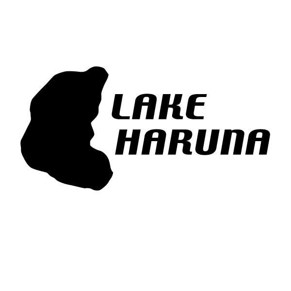 【カッティングステッカー LAKE HARUNA 01（榛名湖地図 モチーフ）2枚組 幅約17cm×高約8.4cm】 シートの材質は屋外看板用に使用されている耐光性・耐水性に優れた業務看板用シート（屋外耐候5-7年）ですので屋外でもご使用頂...