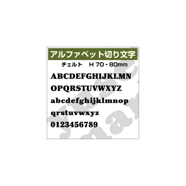 【10文字までセット アルファベットステッカー チェルト03 オーダー切り文字 高さ70mm、80mm より選べる！大文字・小文字あり】 オーダーでカット致します。大文字と小文字がございますので、大文字を高さの基本とさせて頂きます、画像にて...