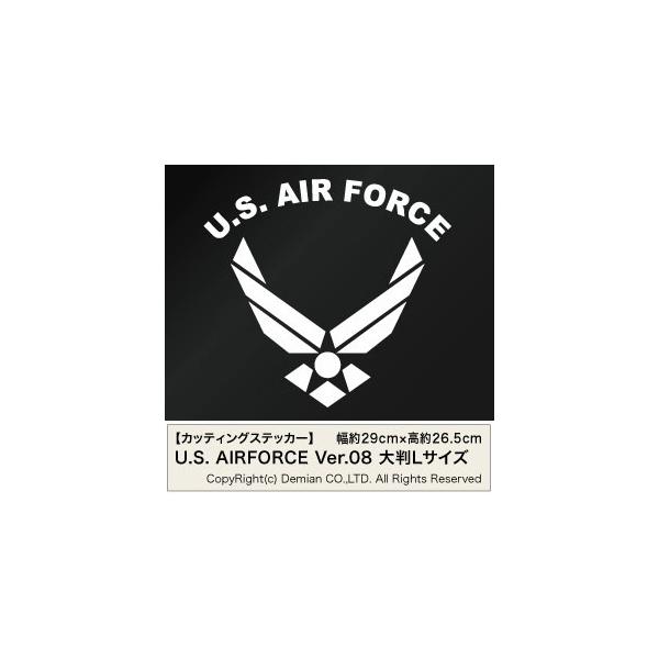 【U.S. AIRFORCE ver.08（米国空軍モチーフ） カッティングステッカー 2枚組 大判Lサイズ 幅約29cm×高約26.5cm】ハンドメイド デカール アメリカ空軍マーク。愛車のウインドーやちょっとしたところにペタっとひと貼り...