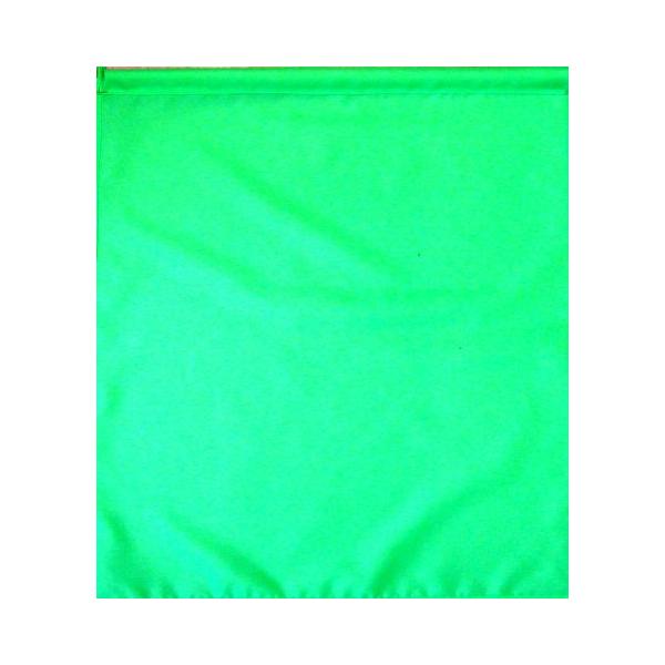 交通誘導旗　蛍光緑色旗　ポリエステル製100％　サイズ70×70cm　旗棒付（合成樹脂白パイプ）アクリルコーテングで移行昇華しません　耐光堅牢度及び引裂強度（東洋紡高強力糸）が優れます　もちろん国産品Ｎｏ1