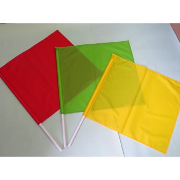 誘導旗　緊急時避難用　地震対策　交通誘導　避難誘導旗　赤・白セット　サイズ45×50cm　旗棒60cm（白パイプ15Ф）　素材はナイロンタフタ製　パッカー止め