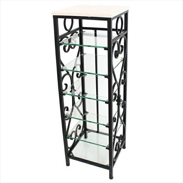 アイアンと天板が大理石のおしゃれでゴージャスなスリッパラックです。 ガラス板の仕切りでスリッパは6足入ります。   商品名：アラベスク 大理石 スリッパラック サイズ：横幅28cmx×奥行28cm×高さ86.5cm 棚間：約12cm 重量：...