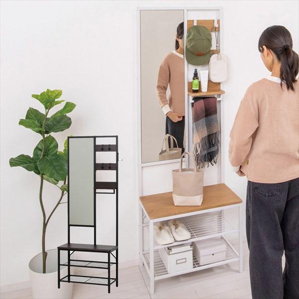 服、靴、帽子、その他の小物をスッキリ収納。片付け上手な多機能ハンガーラック。コーディネートのチェックができる便利なミラー付。用途に合わせてディスプレイ棚の位置とフックの位置を選べます。（ディスプレイ棚の位置は組立の際に決めます）ちょっと腰を...