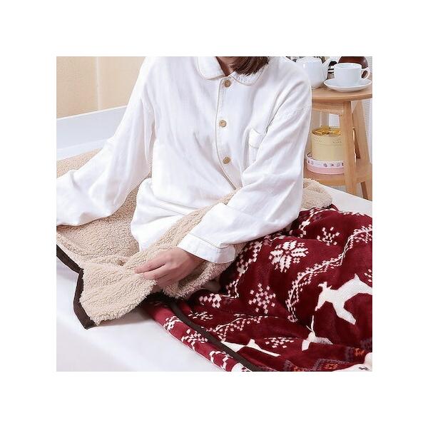 ノルディック柄もこもこ寝袋毛布 一枚全身を包み込む寝袋みたいな暖か毛布。●肩口までかかる寝袋タイプで冷たい空気の侵入をガード。●表は柔らか毛布、内側はもこもこシープ調毛布の2重構造でしっかり保温。●手洗いOK!●カラー：ワイン/ネイビー●サ...