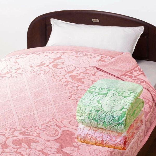 「安心と信頼」の証である今治産のジャカード織タオルケット2色組です。●色／グリーン+ピンクの2色組●洗い替えにもとっても便利なグリーン・ピンクの2色組。●毎日使うものだから、吸収性に優れ、使いやすい人気の今治産タオルケットがオススメです。凹...