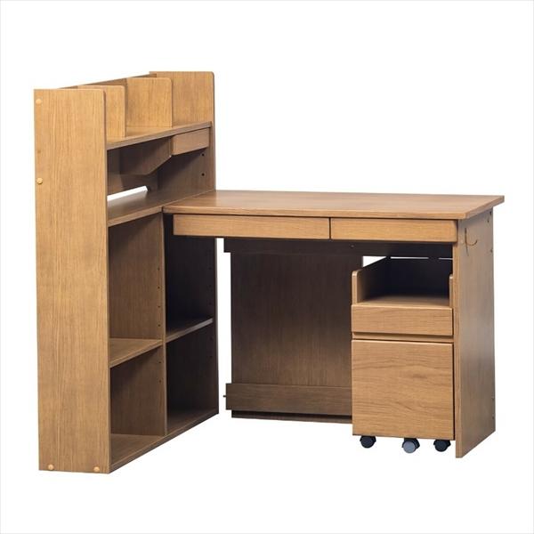 お部屋のスペースや使い方によって組み換えができる木目調デスクです。デスク・奥行52cmとスリムで、リビング学習にもぴったりなコンパクトサイズです。書棚・各棚耐荷重5kgまで。・2枚の棚板は可動式/ブックエンドは固定です。ワゴン・天板にランド...
