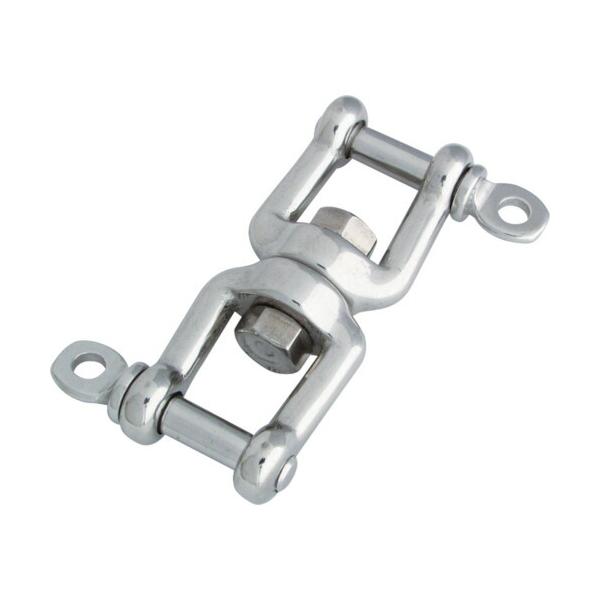 特長●ピンを開閉することで簡単にチェーンなどが取り付けできます。●金具のセンター部がスイベル式で自在に回ります。用途●チェーン・ワイヤ・ロープの連結金具として。仕様●使用荷重(kN)：3.43●ねじ径：W3/8●A(mm)：10.0●B(m...