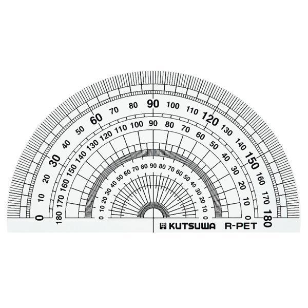 ●小学生から大人まで使いやすい再生PET定規！●学習にオススメ！再生PET樹脂100％の分度器●左右どちらからでも測れるメモリ●名前シール付●本体サイズ： H50×W90×D1.2mm、直径9cm●本体重量： 6g●材質： 再生PET樹脂【...