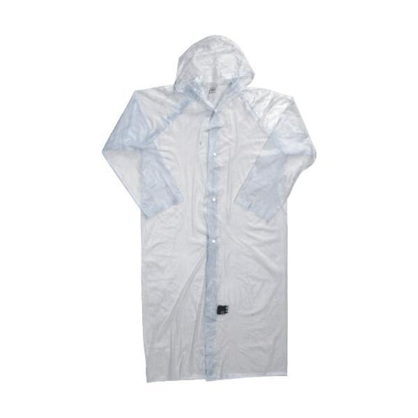 特長●簡易のレインコートです。●コンパクトなので容易に携帯出来ます。用途●雨天時の野外作業に。仕様●色：クリア●サイズ：120cm●身長(cm)：160〜180●胸囲(cm)：120●フード付材質●ポリ塩化ビニール１００％質量・質量単位●1...