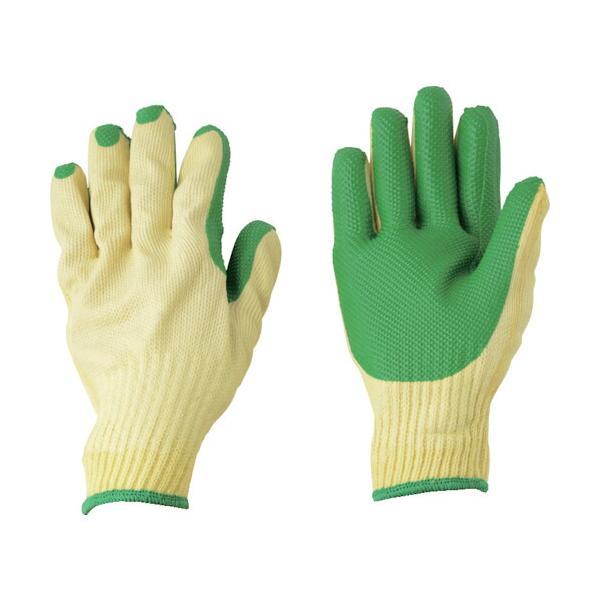 特長●凸凹すべり止めゴムシートを貼り付けているので、強力なグリップ力を発揮します。用途●倉庫・物流荷役業。仕様●色：グリーン●サイズ：フリー●ゲージ数：10●全長(cm)：24●手のひら周り(cm)：24●中指長さ(cm)：7.3●厚さ(m...