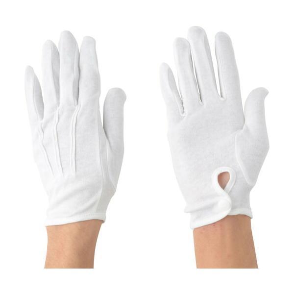 特長●綿100％で吸汗性に優れた商品です。●立体的な縫製でフィット感を高めます。●手首ホック付です。用途●精密機械工業・品質管理・検品作業仕様●色：ホワイト●サイズ：M●全長(cm)：22●手のひら周り(cm)：16.4●中指長さ(cm)：...