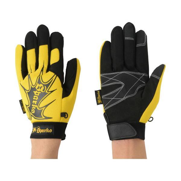 特長●ソフトなグリップ感で長時間の作業でも手が疲れません。●紛失防止のためのカラビナ付です。●マジックテープを邪魔にならないように内側に配置してあります。用途●土木、建築作業仕様●色：イエロー●サイズ：M●全長(cm)：22.5●手のひら周...