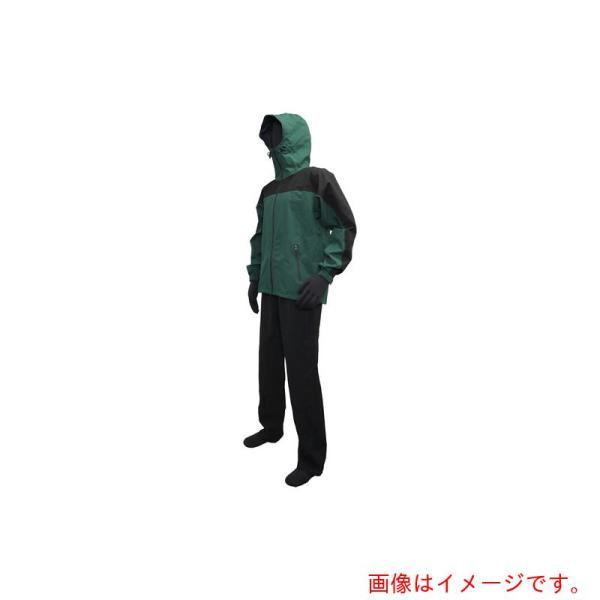 特長●全方向に最大13%の伸縮性を実現。用途●雨天時の野外作業に。●レジャーに。仕様●色：上着：グリーン×ブラック/ズボン：ブラック●サイズ：M●身長(cm)：160〜170●股下(cm)：77●耐水圧：10000mm以上●着丈(cm)：6...