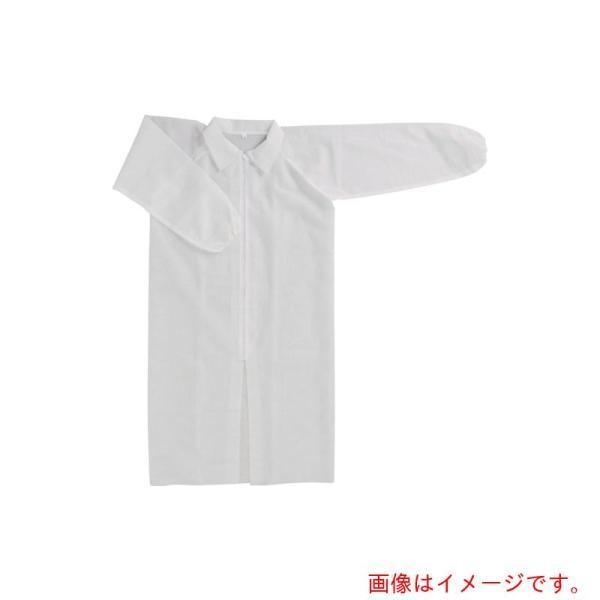 特長●通気性に優れた不織布素材の白衣です。用途●食品加工・一般作業。仕様●色：ホワイト●サイズ：L●着丈(cm)：111●適合胸囲(cm)：90〜98●袋入数(枚)：1●適合身長(cm)：170〜180●胸囲(cm)：90〜98●使い捨てタ...