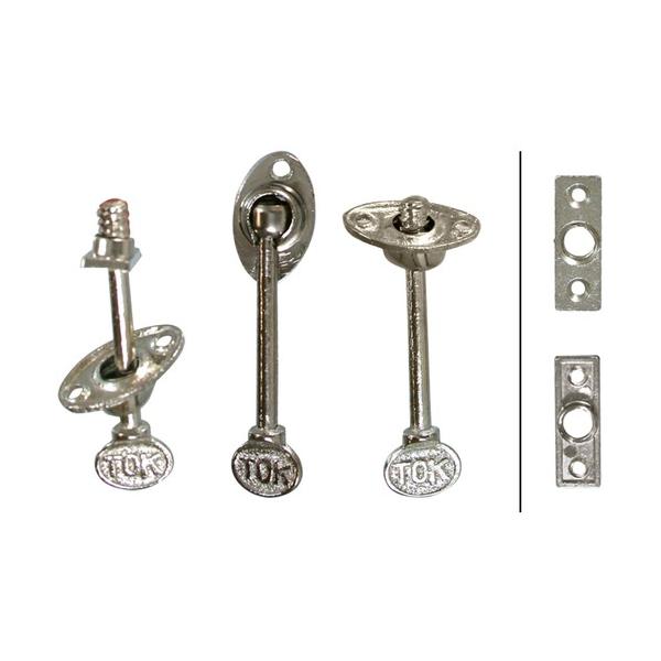 特長●ネジ式でしっかり施錠、操作し易いです。仕様●規格：36mm●使用木ネジ(mm)：2.7×16材質●本体：黄銅●受座：ニッケルメッキ質量・質量単位●30.0gセット内容・付属品●取付ビス●受座：30ｘ10ｘ6(深さ7mmの堀込み加工が必...