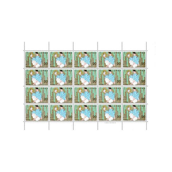 ◆昔ばなしシリーズ かぐや姫 竹とおじいさん 昭和49年(1974) 20円切手 20枚シート発行日：昭和49年(1974)7月29日額面：20円×20枚意匠：竹とおじいさん状態：未使用／経年による多少のよれ・シミ等があります。※画像はサン...