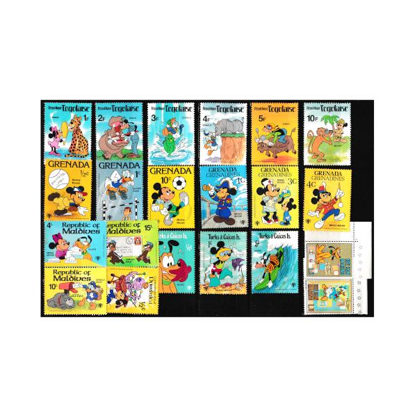 ◆ディズニー切手 外国切手 未使用切手 21枚セット ミッキー ミニー ドナルド 他枚数：21枚トーゴ共和国グレナダタークス・カイコス諸島ドミニカモルディブ共和国サンマリノ共和国状態：未使用品ですが、経年による多少の劣化があります。※台紙は...