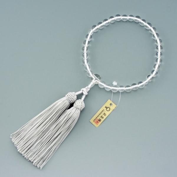 【日本製】京念珠正規品タグ付き【仕　立】高級結び入り仕立て　　　　　京房正規品シリアルナンバー付【材　質】親　玉：本水晶　　 　　　　　二天玉：本水晶　　　　　　　主　玉：本水晶　　　【寸　法】親　玉：約 12ミリ　　　　　　二天玉：約 6...