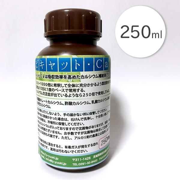 ■成分：水溶性カルシウム■サイズ： 63mmφ×高さ132mm■容量：250ml ■使用方法：５００〜１０００倍希釈で７〜１０日間隔で葉面散布■備考：ピキャットクリアに混ぜて散布することが出来る