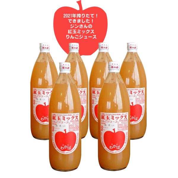 ジンさんの紅玉りんごを３３％入れたさわやかな酸味がとても心地よいです。○品名：りんごジュース○内容量:１リットル×6本○原材料名：りんご○賞味期限：別途商品ラベルに記載○製造者：青森県/若葉農園