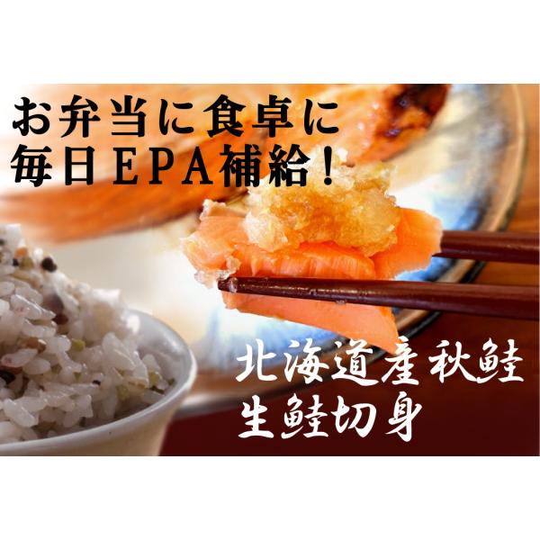 ★冷凍配送★北海道産の秋鮭が10切、たっぷり入った徳用企画です。 一切れづつ丁寧に手作業でカットして食べたい分だけ取り出せるように個包装にしました。 鮭はバター焼き・フライ・炒飯等、いろいろな料理に使えます。[ 原材料 ]鮭（北海道産）[ ...