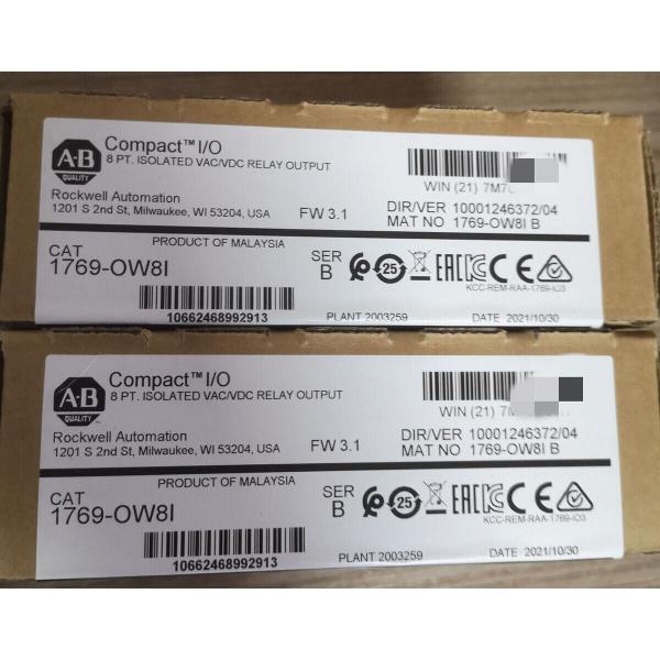 Allen Bradley 1769-OW8I /B CompactLogix Relay Output Module Surplus SEALEDAllen Bradley 1769-OW8I /B CompactLogixリレー出力モジ...