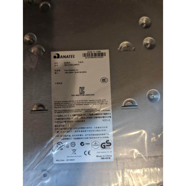 Anatel WS-C3750V2-48PS-S Ethernet Switch/Cisco Catalyst PoEAnatel WS-C3750V2-48PS Ethernet Switch/Cisco Catalyst Poe