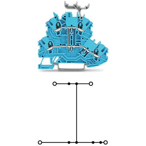 Neutral-through terminal block with marker carrier + 2-decks/levels (double-deck) + internal commoning - Suitable for Ex...