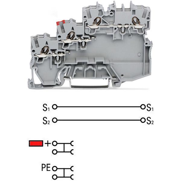 Act. suppl. terminal block with 3-decks/levels (triple-deck) - for NPN-(low-side) switching act. - Wago (2000 TOPJOB S s...
