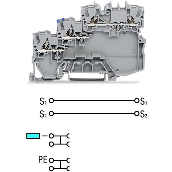 Act. suppl. terminal block with 3-decks/levels (triple-deck) - for PNP-(high-side) switching act. - Wago (2000 TOPJOB S ...