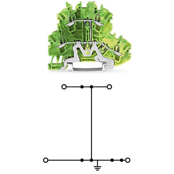 Ground/earthing terminal block with 2-decks/levels (double-deck) + internal commoning - Suitable for Ex e II application...