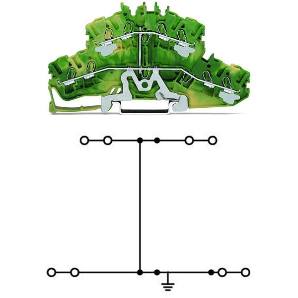 Ground/earthing terminal block with 2-decks/levels (double-deck) + internal commoning - Suitable for Ex e II application...