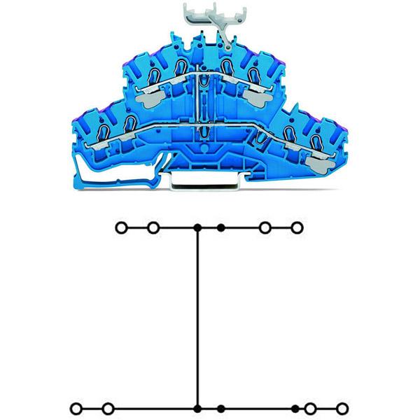 Neutral-through terminal block with marker carrier + 2-decks/levels (double-deck) + internal commoning - Suitable for Ex...