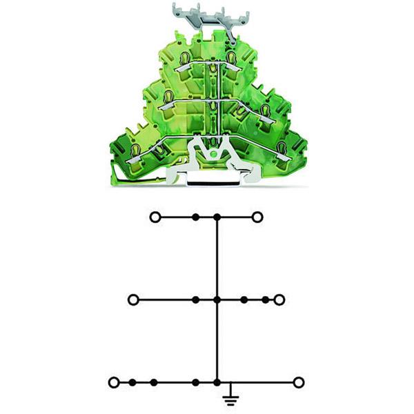 Ground/earthing terminal block with marker carrier + 3-decks/levels (triple-deck) + internal commoning - Suitable for Ex...